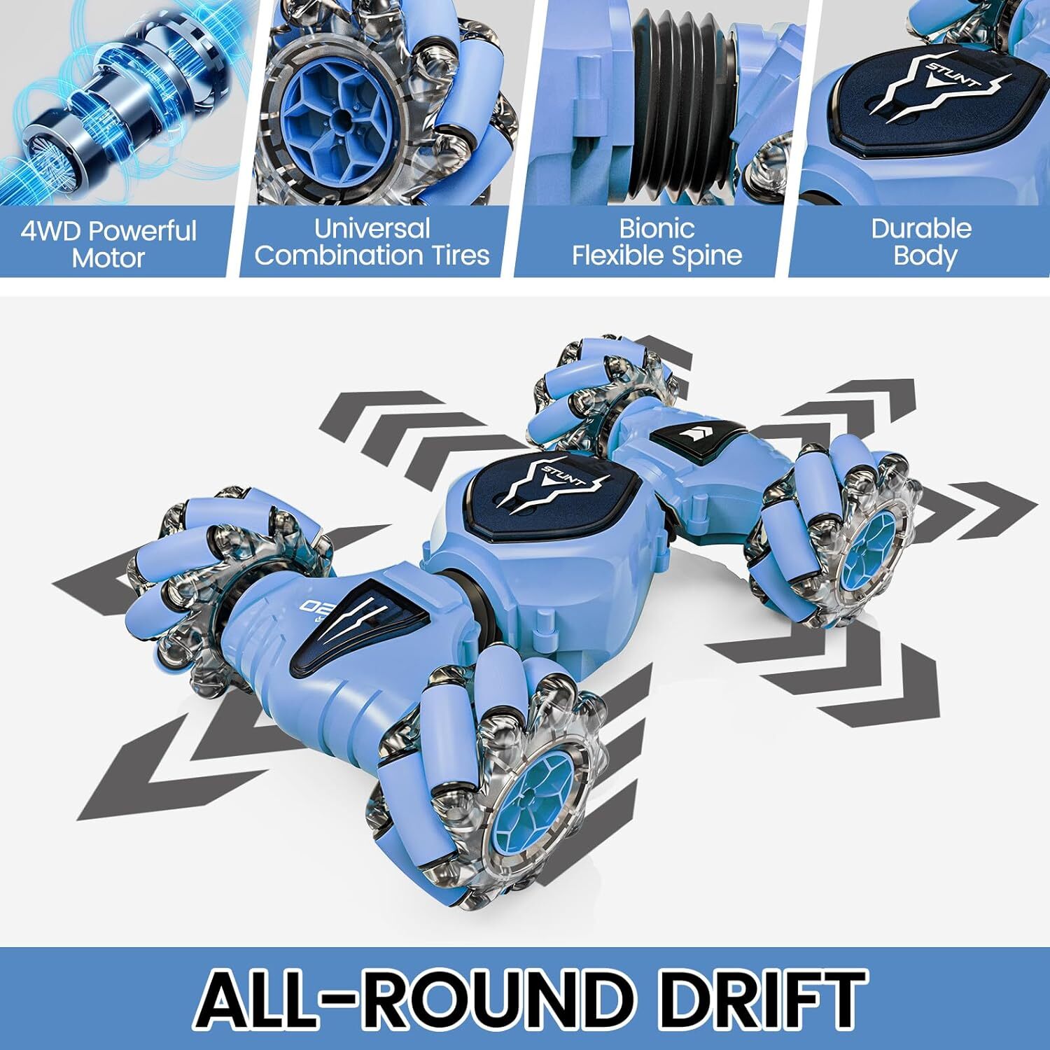 2.4GHz 4WD Gesture Sensing RC Stunt Car Toys - 360° Rotating Remote ...
