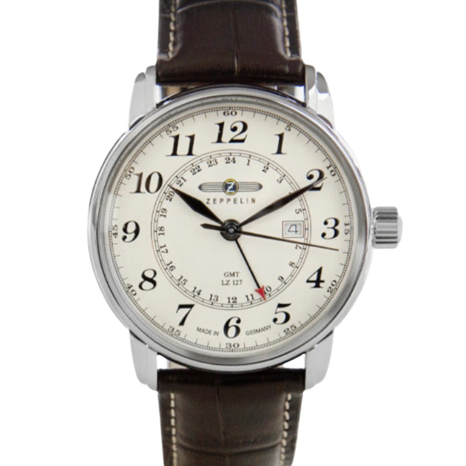 Zeppelin 7642-5 LZ127 Graf Zeppelin Dual Time Beige Dial Men's Watch | eBay