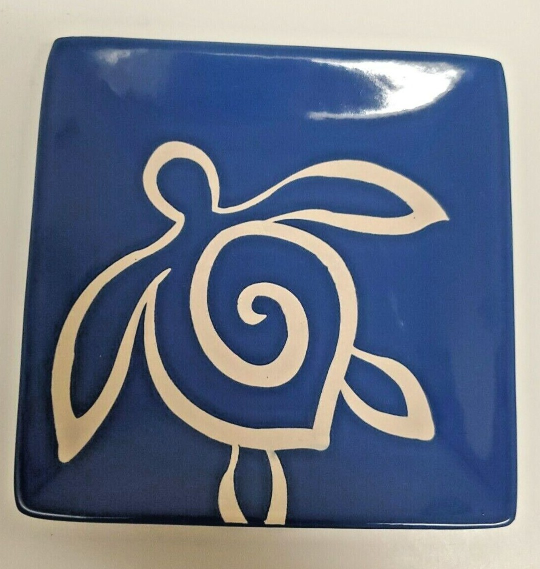 Honu Stylized Sea Turtle Sgraffito Design Plate Island Heritage Blue on ...
