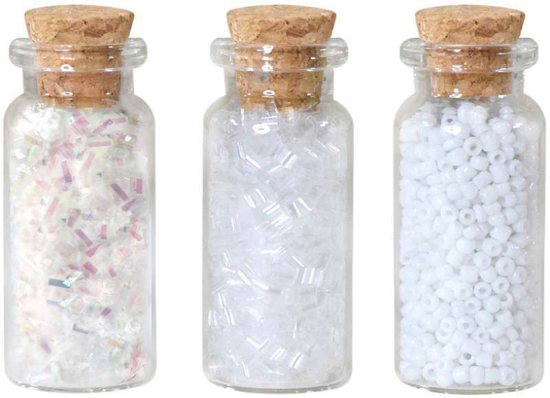 Glitter & Seed Bead Accent Vials 3/Pkg White 775749247817 | eBay