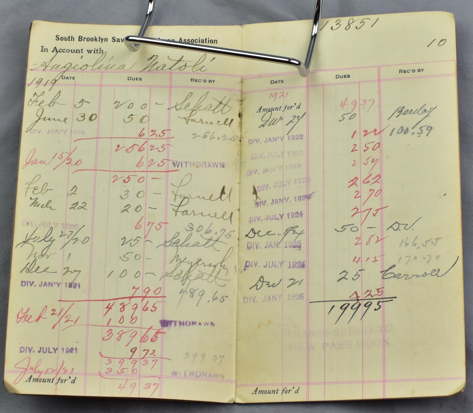 1920'S SOUTH BROOKLYN SAVINGS BANK ACCOUNT BOOK EPHEMERA GREAT ...