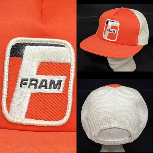 Vtg Fram Mesh Trucker Snapback Hat Engine Oil Filter Company Logo Patch ...