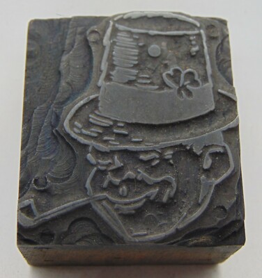 Vintage Printing Letterpress Printers Block Man With Top Hat Clover ...