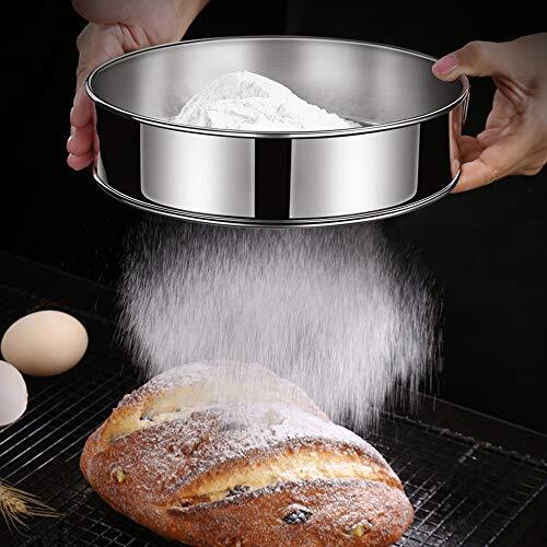 Flour Sifter Stainless Steel Round Sifter for Baking Cake Bread, 8 & 10 ...