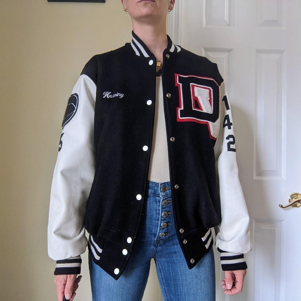 Genuine Letterman Varsity Jacket Bomber Jacket Black … - Gem