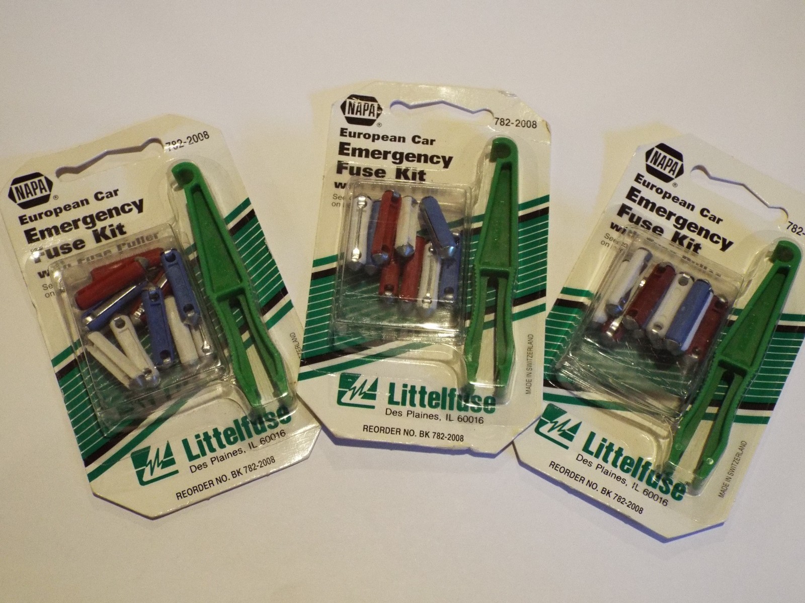 3 PACKS OF GBC FUSES FUSE KIT 8 AMP, 16 AMP, 25 AMP, EUROPEAN CAR W ...