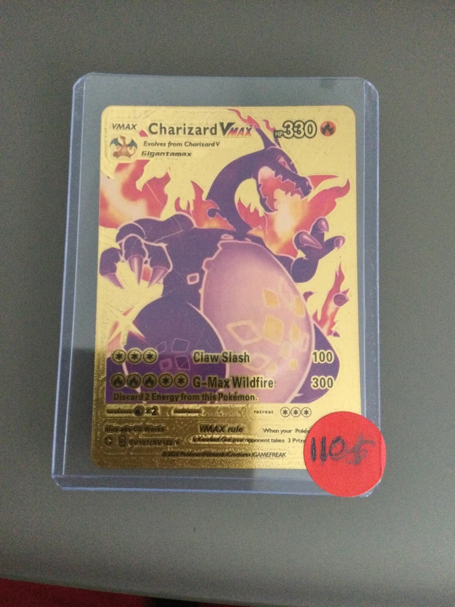 RARE Pokemon Charizard VMAX Gold Foil Fan Art Pokemon Card, 49% OFF