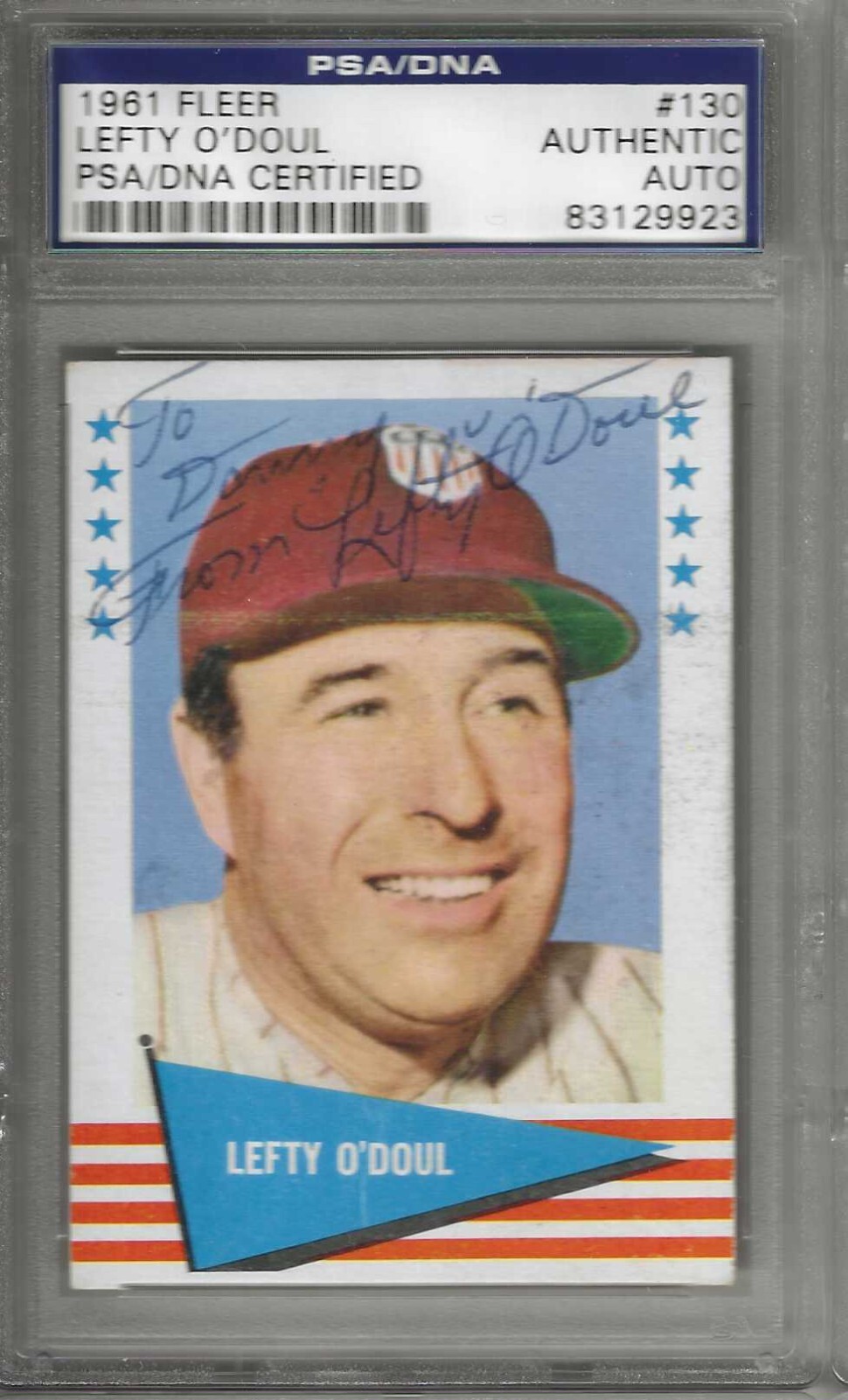 1961 Fleer Baseball Lefty O'Doul Auto Card # 130 PSA/DNA Certified ...
