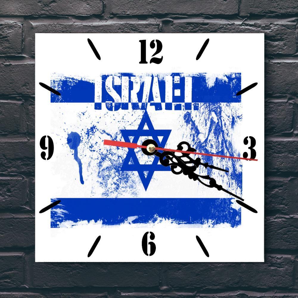 Israel Flag Wall clock patriots Wooden Tile Watch Support Décor | eBay