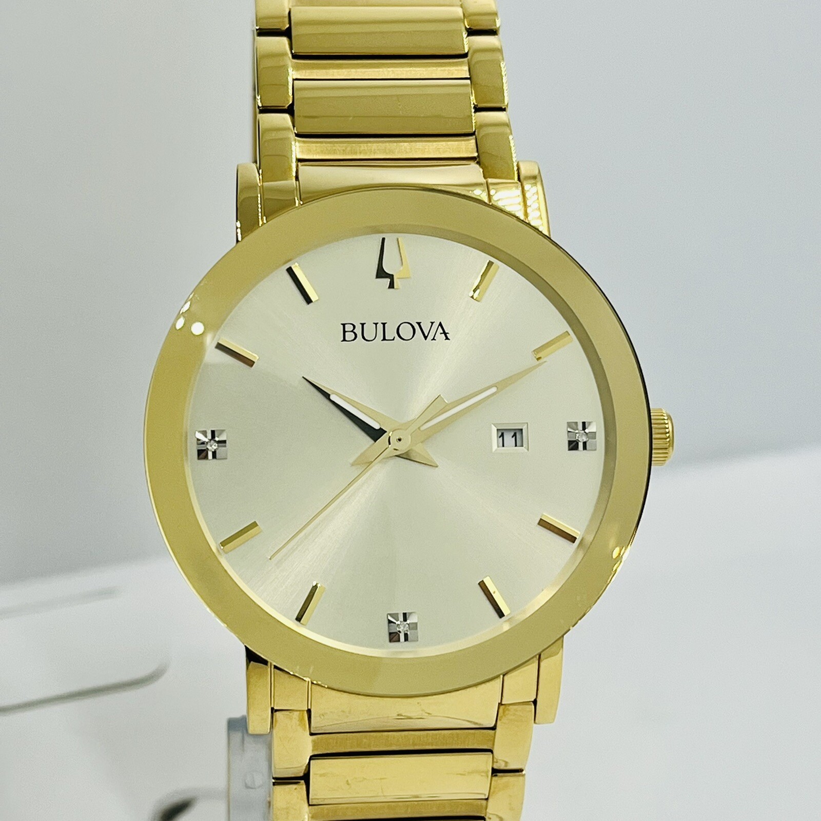 Bulova Men's Futuro All Gold Diamond Accent Stainless Steel 42mm Watch ...