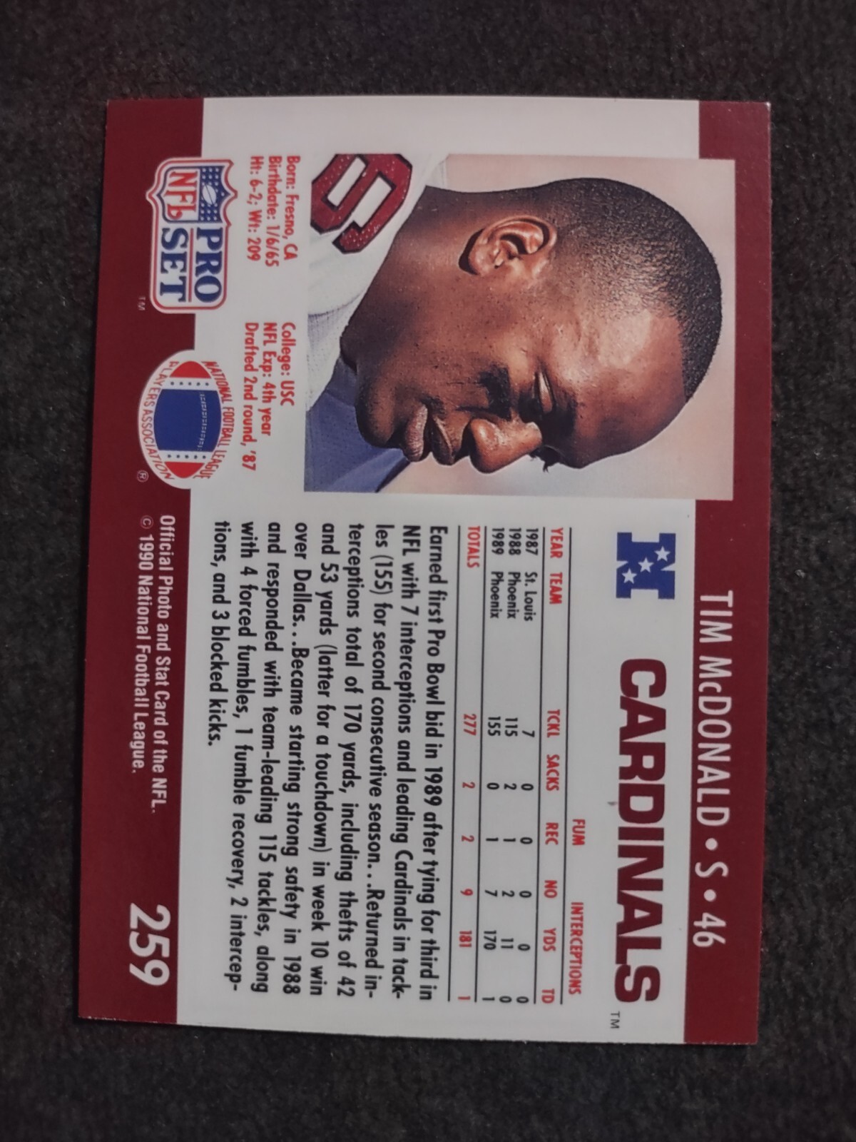 1990 Pro Set - #259 Tim McDonald for sale online | eBay