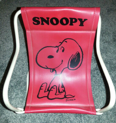 SNOOPY 1958 Red Vinyl PEANUTS Sling BEACH LOUNGE CHAIR 4 Plush Toy Doll ...