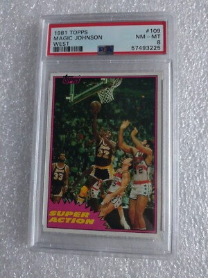 1981 Topps #109 West MAGIC JOHNSON Super Action PSA 8 NM-MT "Los ...