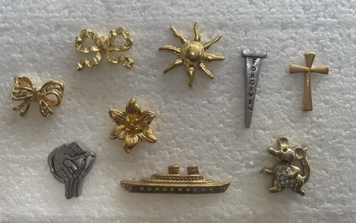 9 Gold & Silver Tone Tack Pins Sun Bird Bow Flower Cross Mouse Boat | eBay