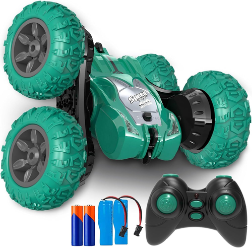 Remote Control Car, RC Stunt Double Sided 360° Rolling Rotating Green ...