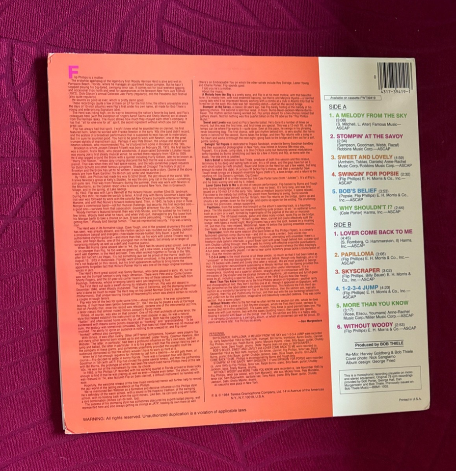 Vinyl Jazz - Flip Phillips – A Melody From The Sky | eBay