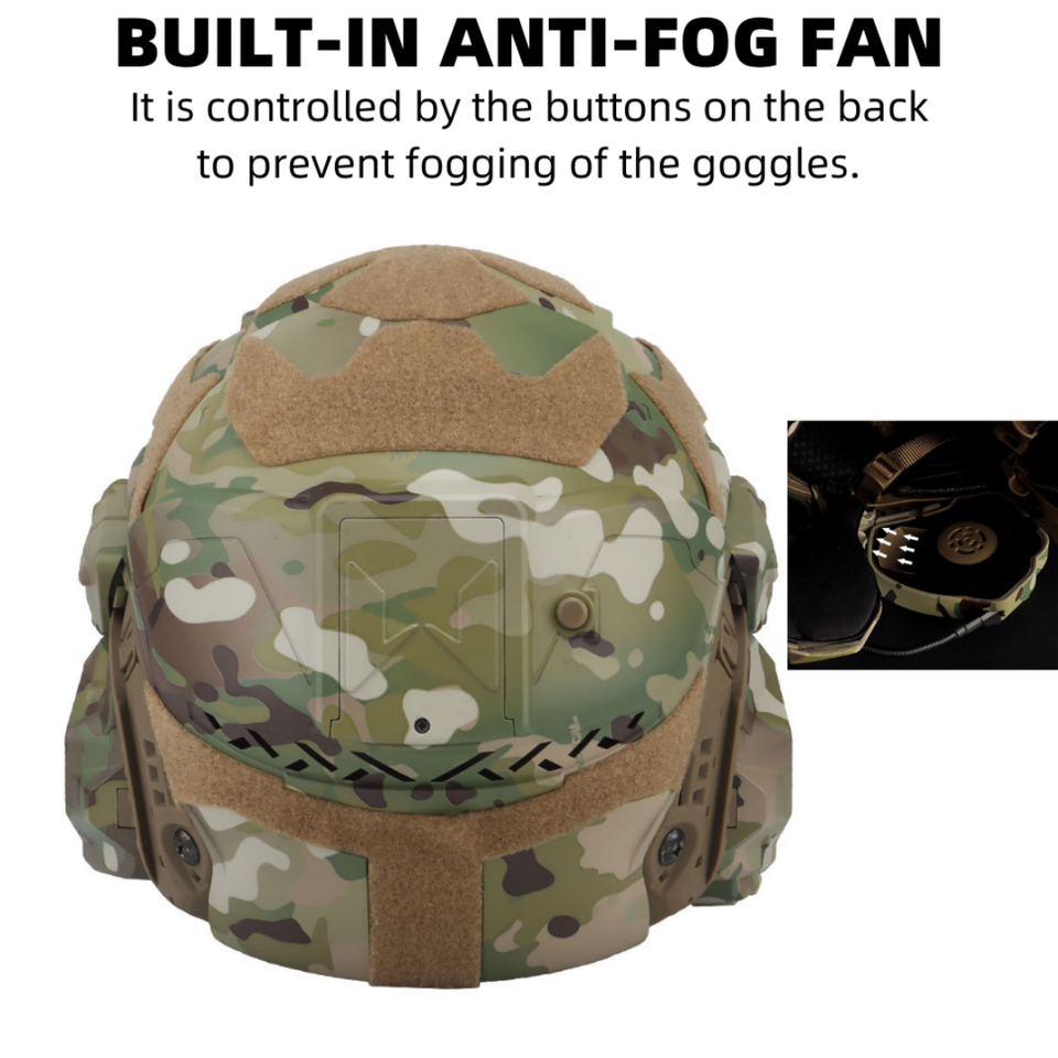 Tactical Assault Helmet II with Mask Headset Anti-Fog Fan NV Stand ...