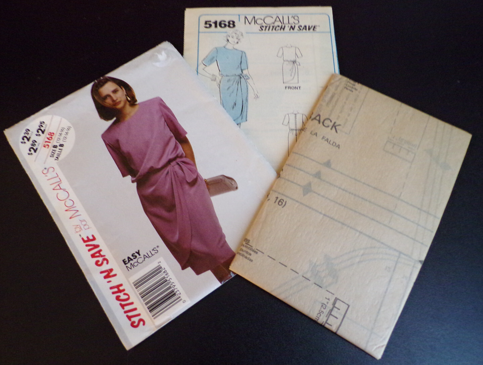 McCall's Sewing Pattern 5168 Misses Dress Back Slit Sarong Look Size 12 ...