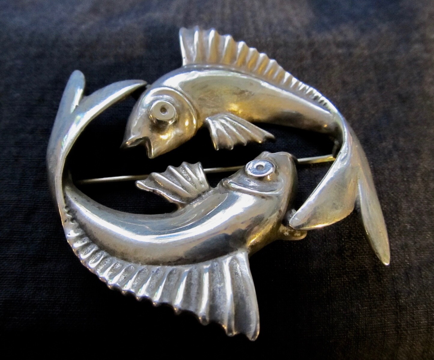 Vintage Sterling Retro Cast Pair Of Fish Pin 2 7/8" | eBay