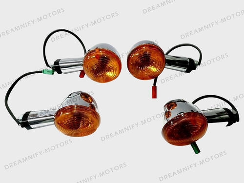4X Indicator Turn Signal Light Chrome Body For Royal Enfield Meteor ...