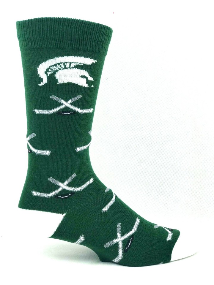 Michigan State Spartans Green Hockey Logo Deuce Crew Socks | eBay