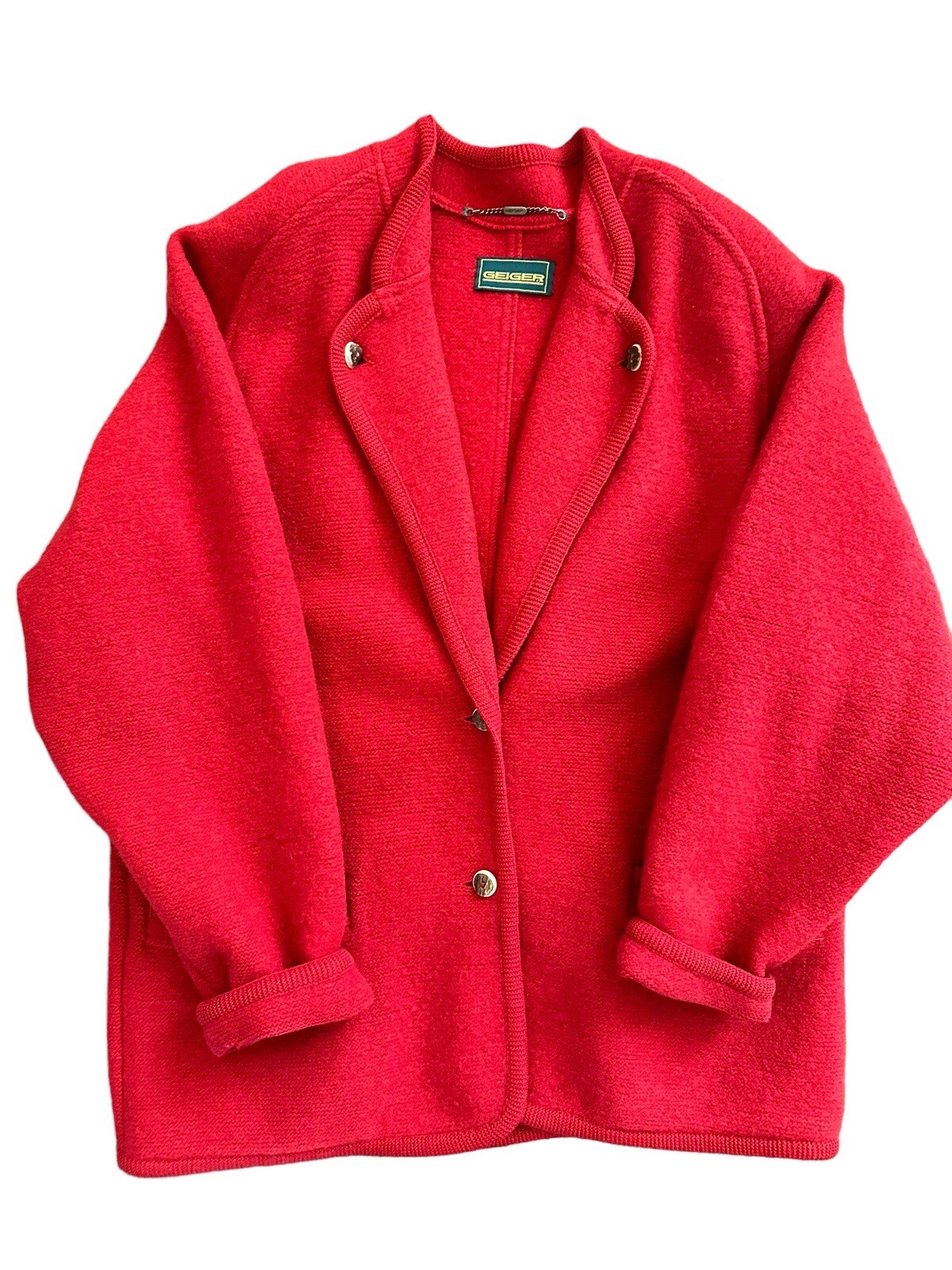 VTG Geiger Austrian Boiled 100% Pure Wool Red Jacket Coat EU 44, US 14 ...