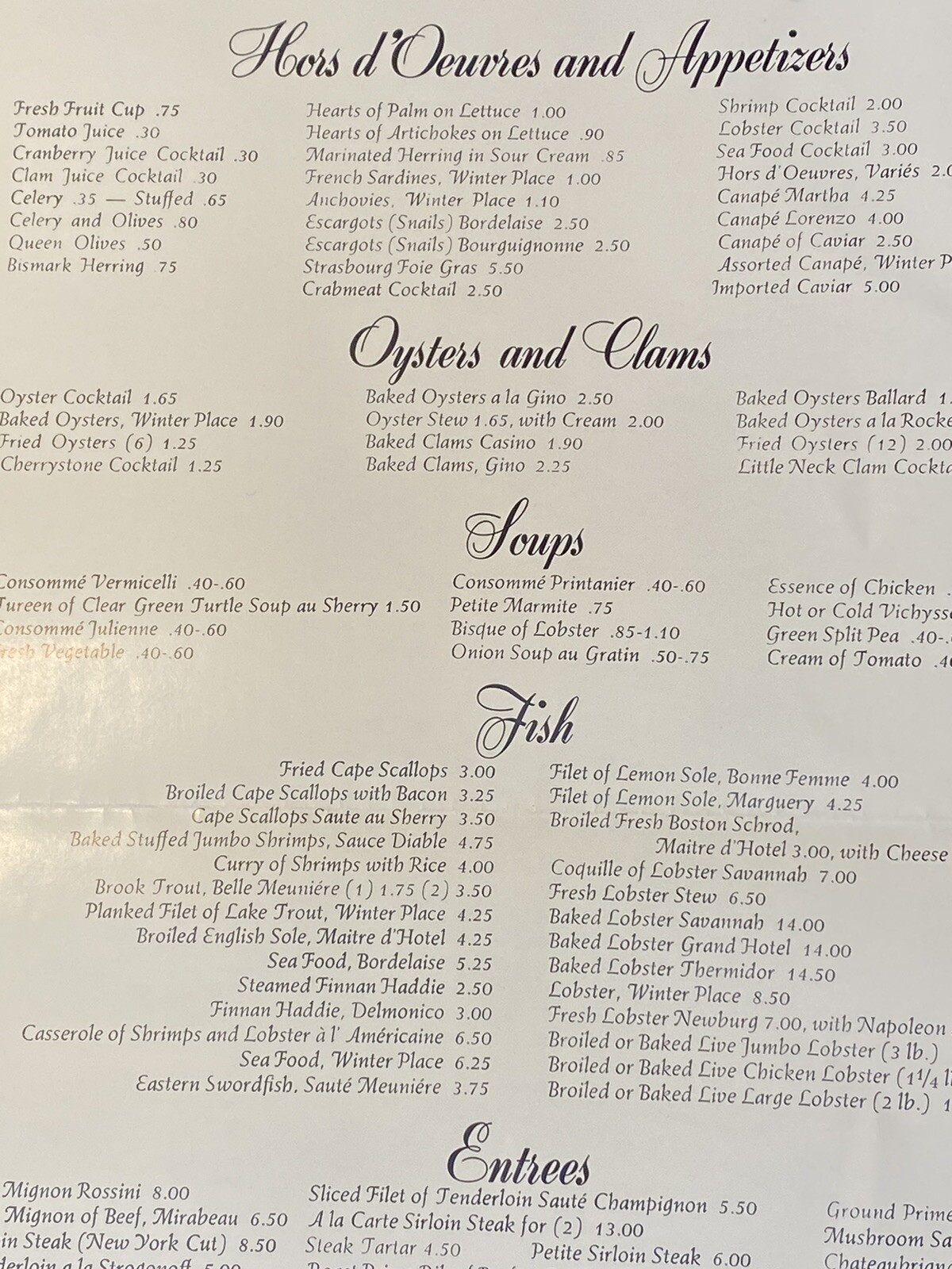 Vintage LOCKE-OBER CAFE Menu Boston Massachusetts EST - 1875 Winter ...