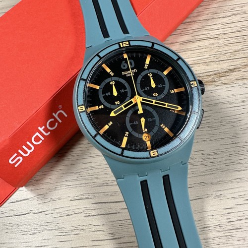 NEW Swatch XX SPEED SUSG401 Men's Soft Plastic Green Orange Watch ...