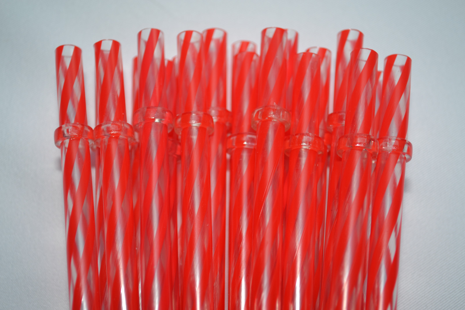 11" Reusable Straws Clear & Swirl Red Plastic Acrylic 11” with Rings ...