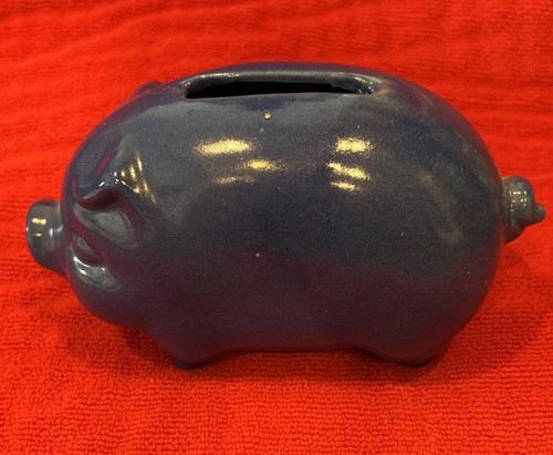 Vintage Art Pottery Blue Piggy Pig Coin Bank CCP? | eBay