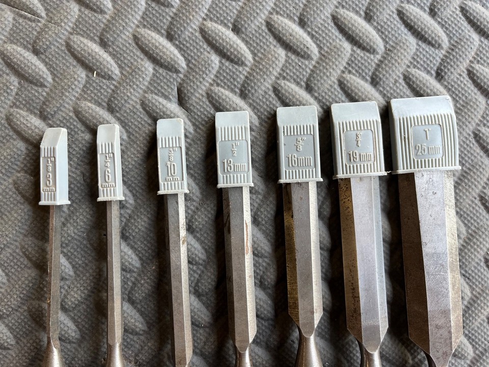 Marples Sheffield England Blue Chip Set of 7 Chisels early 90s | eBay