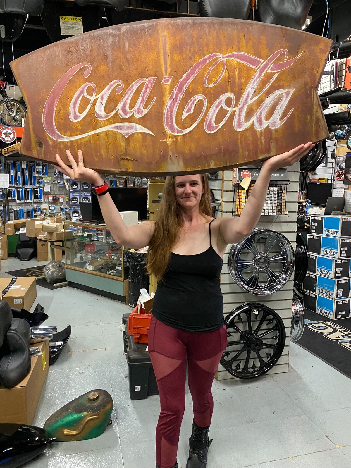 Vtg 1950's Coke Coca Cola Fishtail Sign Great Patina Tin Advertising ...