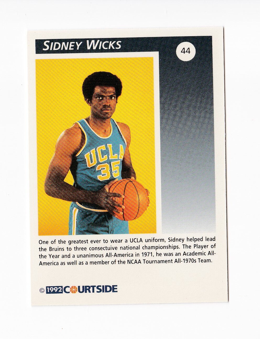 1992 Courtside Flashback #44 Sidney Wicks UCLA Portland Trail Blazers ...