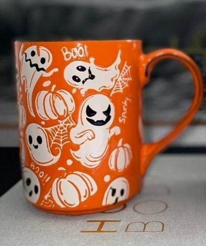 Halloween Ghost Coffee Mug Orange Cup Spooky Casper Ghosts Boo! 18oz ...
