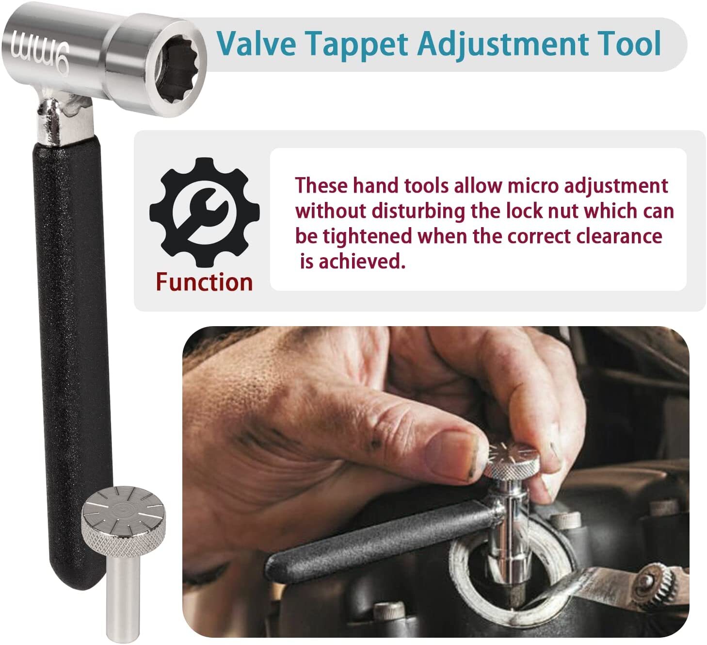 Engine Valve Adjustment Wrench: 3mm Tappet Adjuster/ 9mm Screw ...