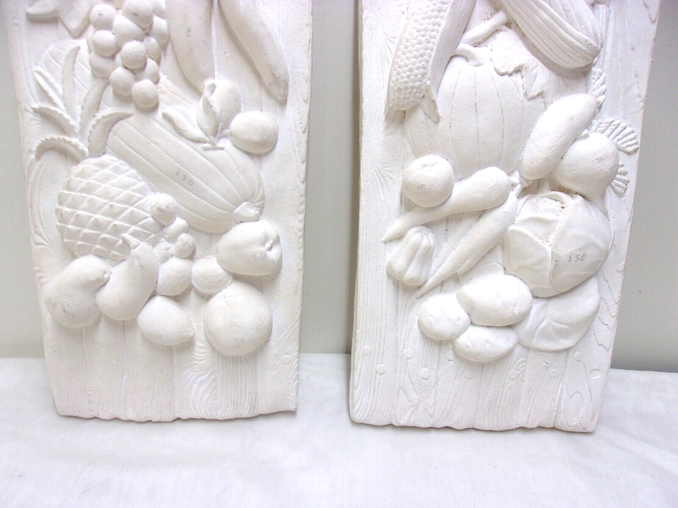 2 Vintage 1960s-1970s Plaster Chalkware Fruit Vegetable Plaques Ready ...