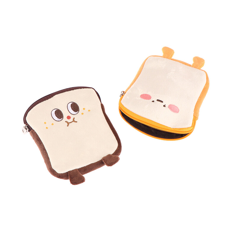 Cartoon Toast Bread Coin Purse Plush Wallet Money Change Pouch For ...