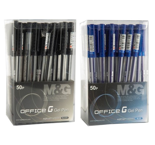 50 x M&G Office G Economical Gel Pen Capped 0.5mm Black/Blue | eBay ...