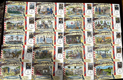 2975a-t, CIVIL WAR Collins Hand-painted Complete set of 20 FDC Perfect ...