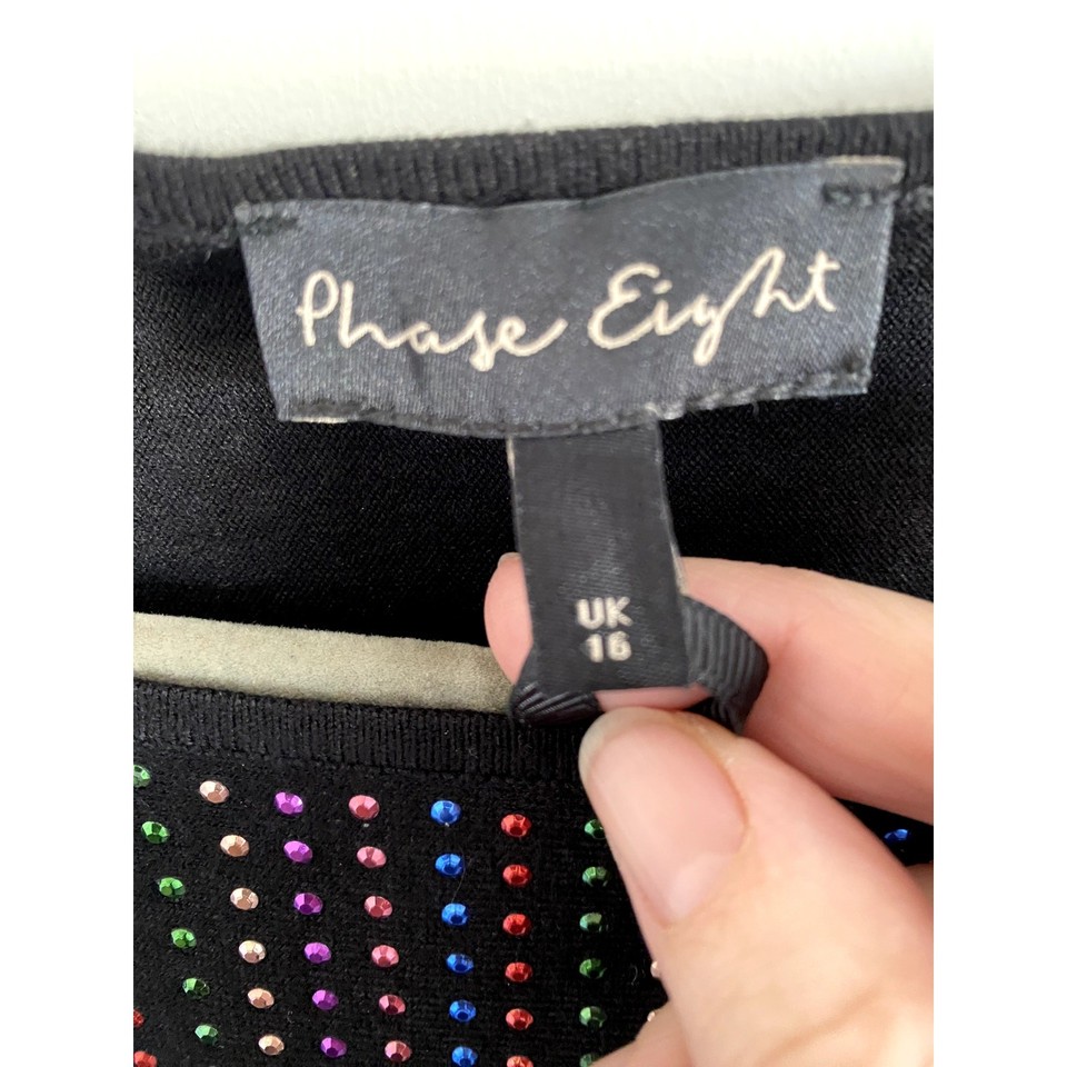 Phase Eight Becca Batwing Knitted Dress Black/Multi Size 16 RRP £99 ...