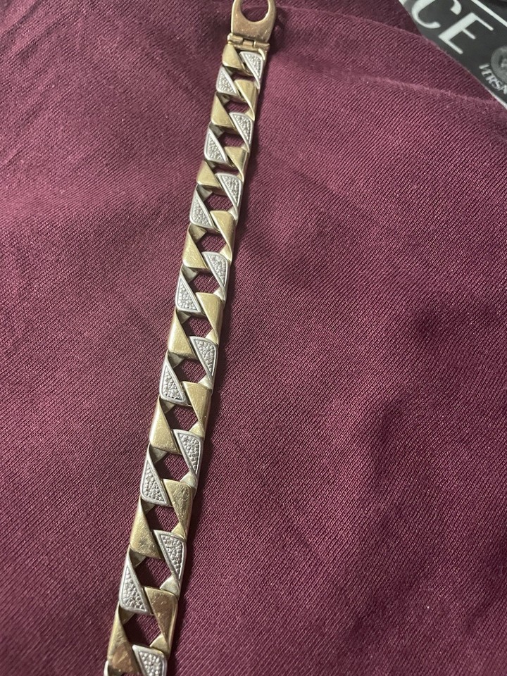 9ct Gold Diamond Two Tone Chaps Bracelet 31.7g | eBay UK