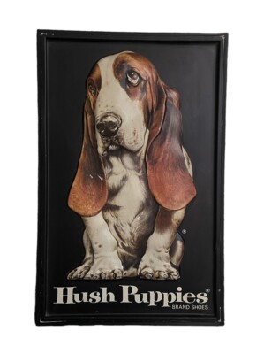 Vintage 1970s Hush Puppies Brand Shoes Store Sign Display Standee 16” X ...