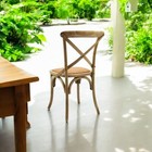 Farmhouse Rustic Cross-Back Dining Chair Elm Wood Rattan Seat Café ...