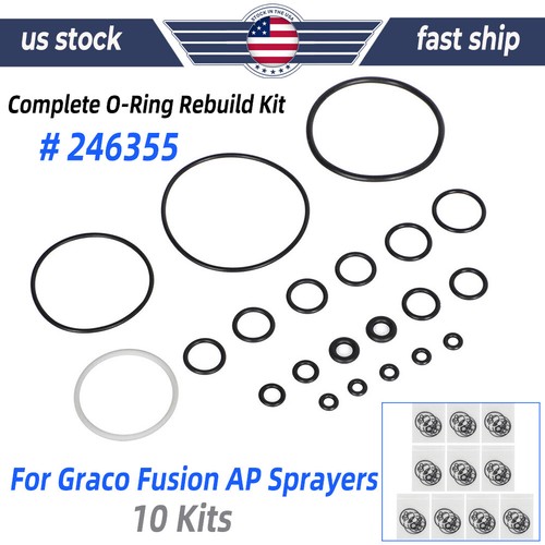 10Kits 246355 Complete O-Ring Seal Rebuild Kit For Graco Fusion AP ...