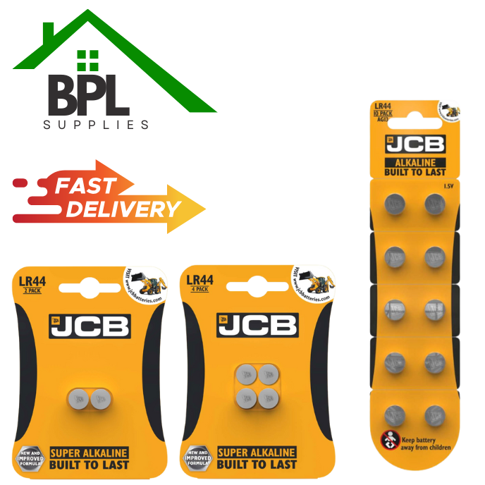 JCB LR44 Batteries Alkaline AG13 357 A76 RW82 L1154 SR44 Button Coin ...
