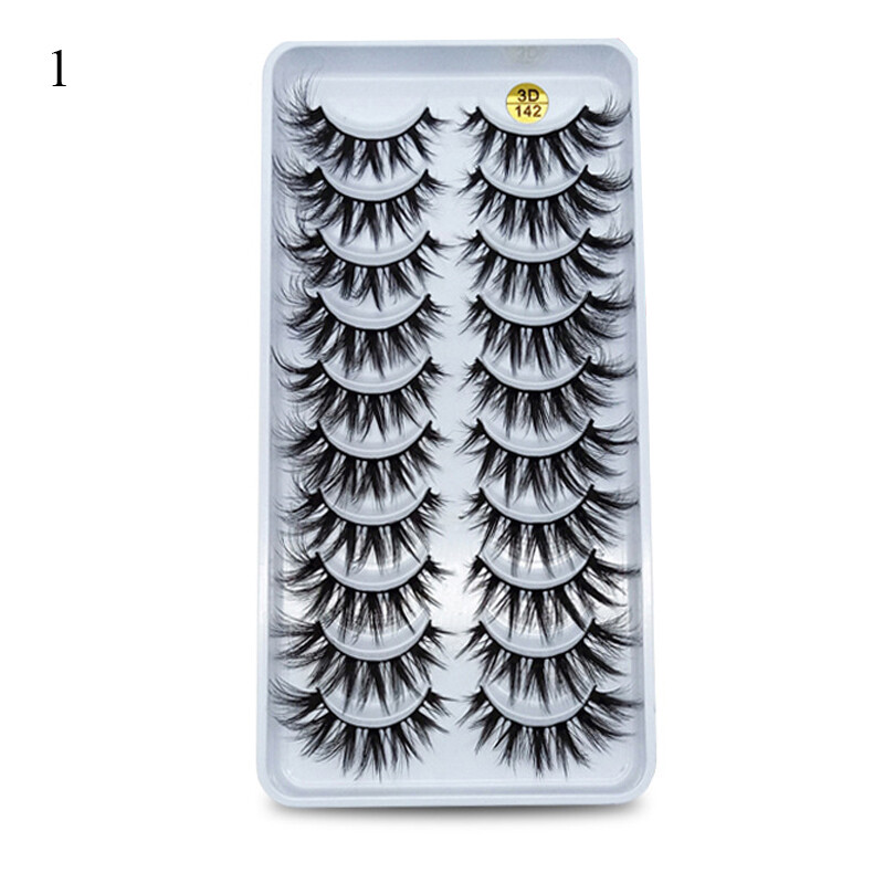 10 Pairs 3D Mink False Eyelashes Wispy Cross Fluffy Extension Eye ...