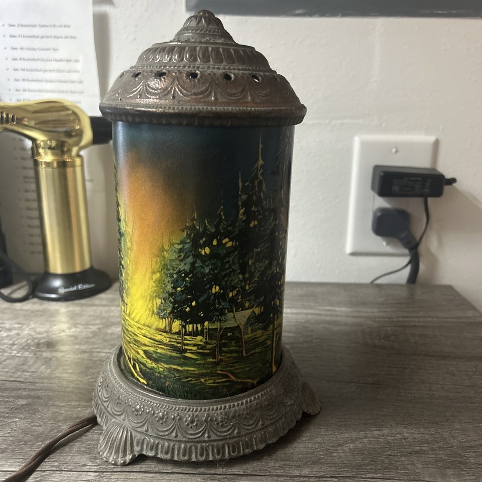 Antique Forest Fire Motion Lamp Table Light Animated Scene in Action ...