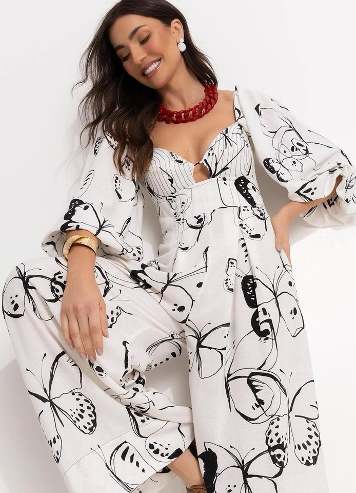 Farm Rio Brazil Butterfly Wing Jumpsuit Size S | eBay