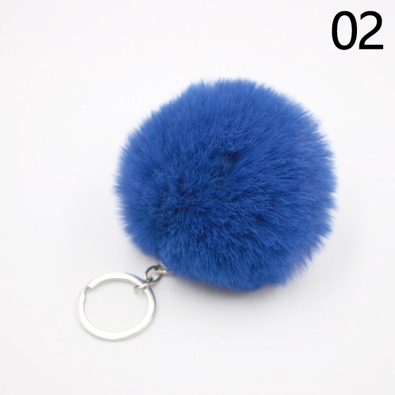 Soft Fur Fluffy Ball Keychain PomPom Key Chains Keyring Charms Handbag ...