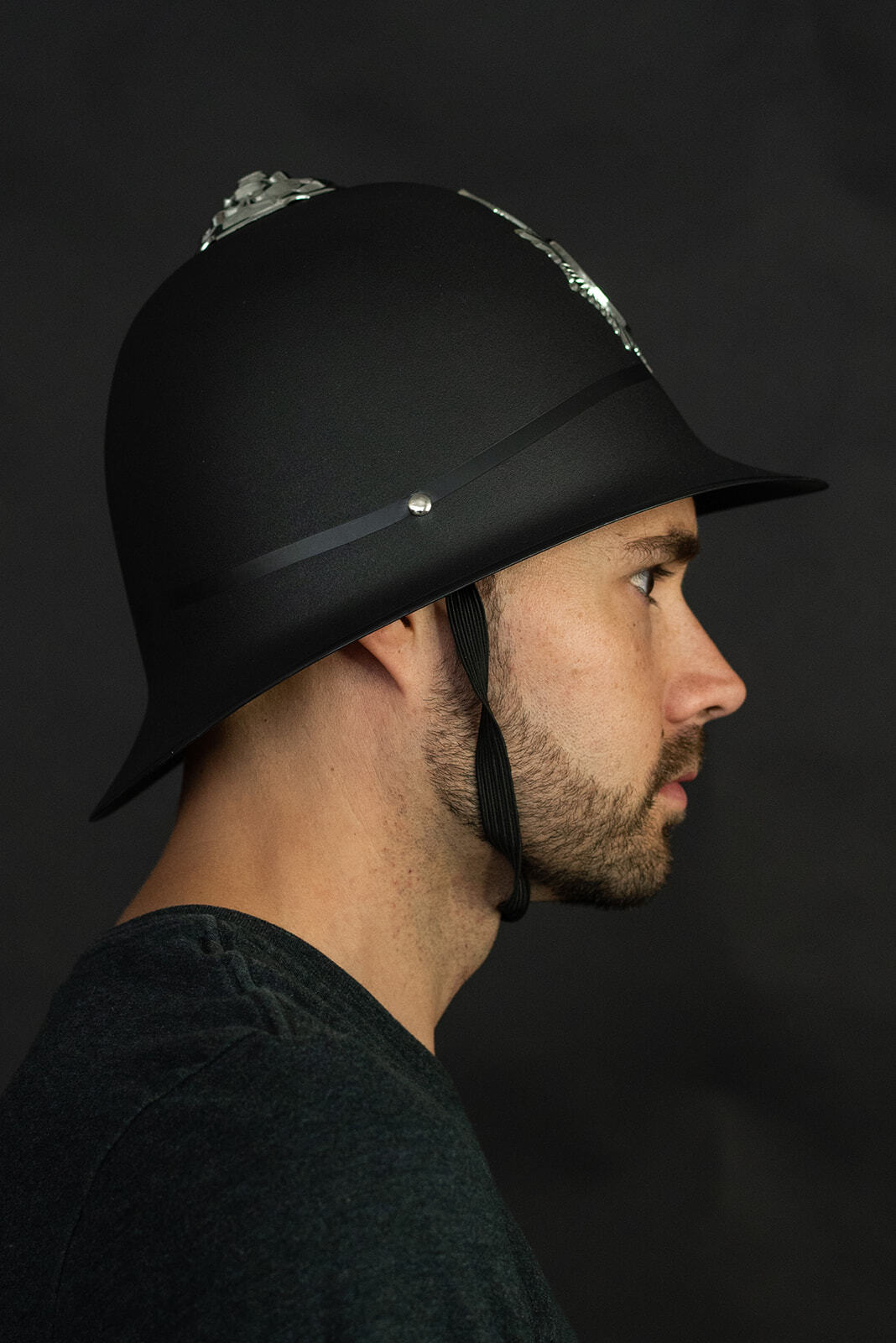 Adult Black English Bobby Police Helmet British Policeman Hat Costume ...